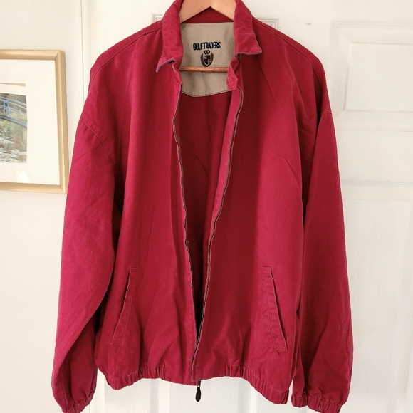 Gulftraders | Jackets & Coats | Vintage Golf Bomber Red Jacket Bomber ...
